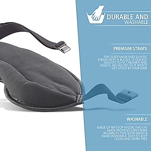 Lewis N. Clark Comfort Eye Mask + Sleep Aid to Block Light for Travel, Airplane, Hotel, Airport, Insomnia + Headache Relief with Adjustable Straps, Gray