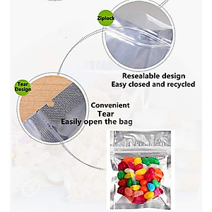 200 Pack Resealable Mylar Bags Smell Proof Pouch Aluminum Foil Packaging Plastic Ziplock Bag,Small Mylar Storage Bags For Bulk Candy,Cookies,Snack Food,Jewelry,3x4 inch(Clear Silver)