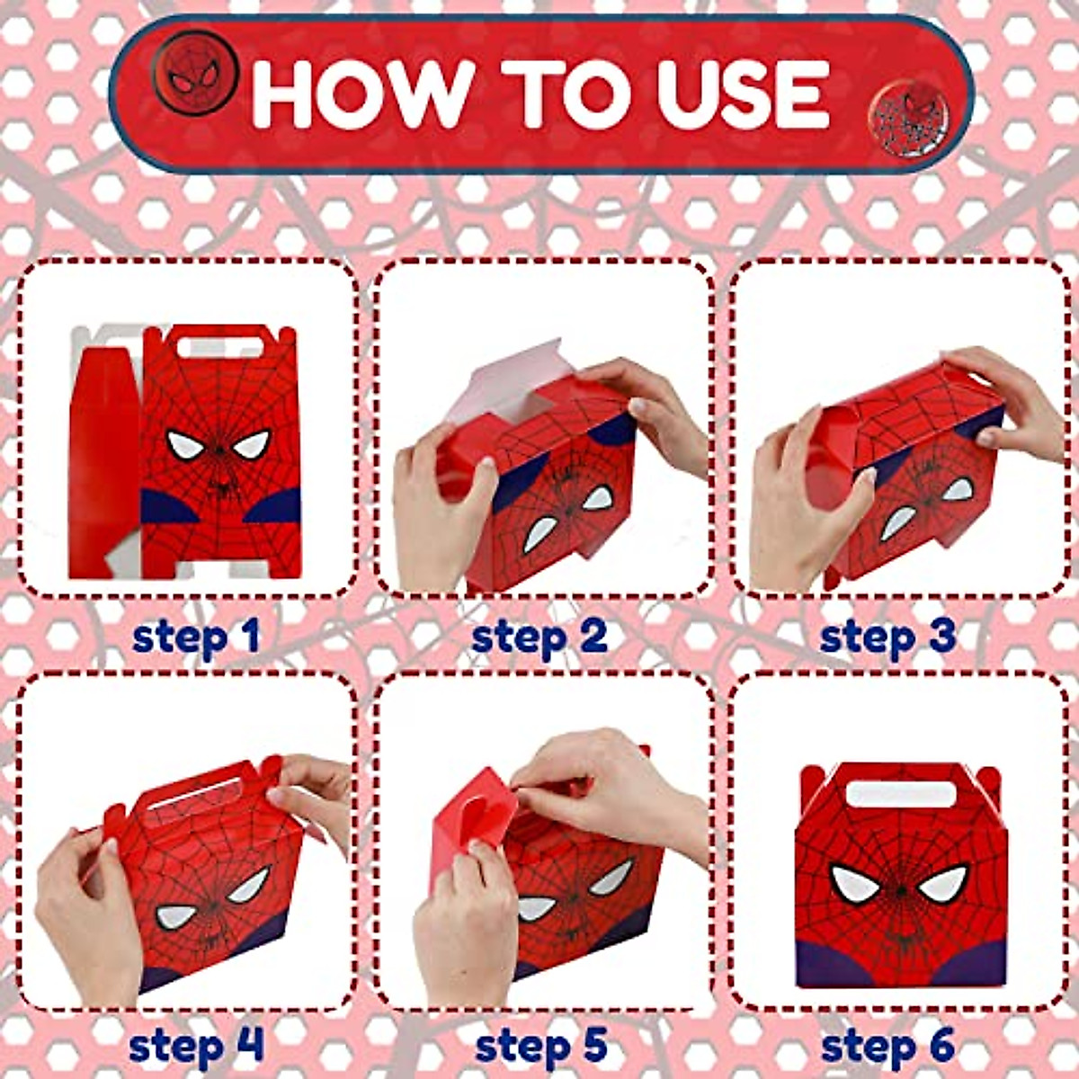 Vissestis Spider Birthday Party Favors Supplies for Kids, 16 Pcs Gift Bags Goodie Candy Bags for Classroom Rewards Carnival Christmas Prizes Decor Gifts for Boys Girls