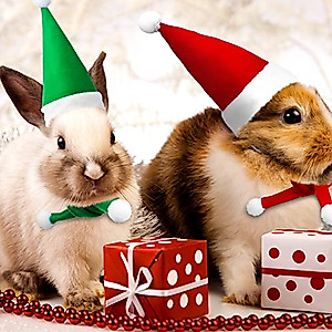 12 Pieces Christmas Guinea Pig Costume Chicken Hat Scarf Set Xmas Hat and Scarf Rabbit Christmas Clothes Festival Small Animal Outfits for Hen Duck Hamster Guinea Pig Kitten Puppy Parrot