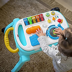 Baby Einstein Musical Mix ‘N Roll 4-in-1 Push Walker, Activity Center, Toddler Table and Floor -Toy for 6 Months+, Blue