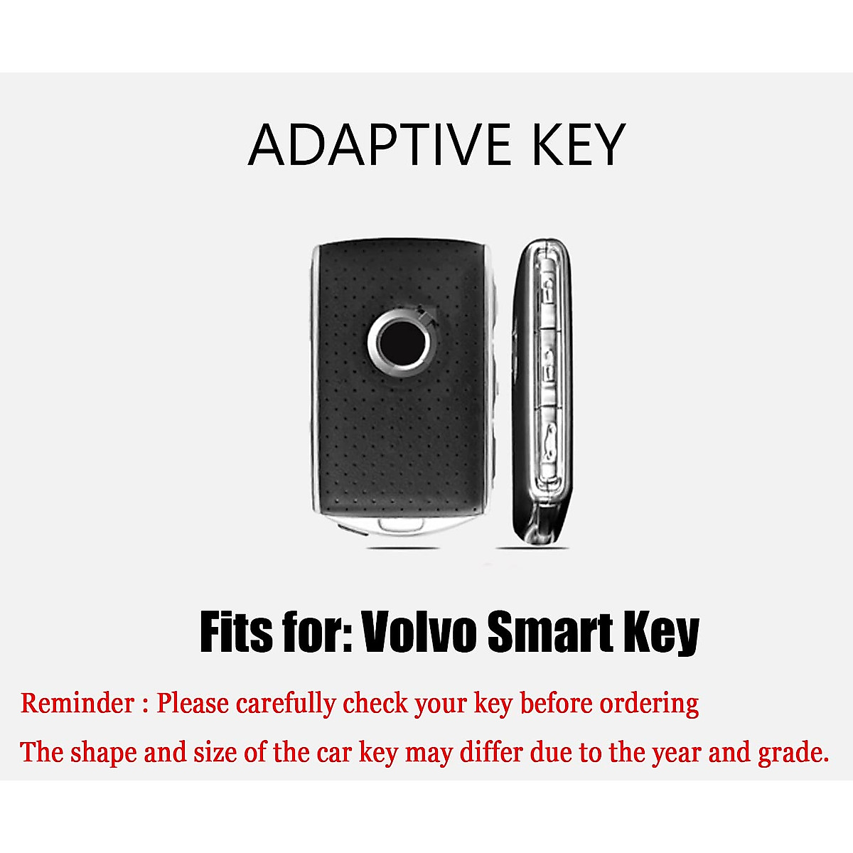 HIBEYO Key Fob Cover Compatible with Volvo XC40 XC60 XC90 S90 V90 2019 2021 2022 2023 TPU Key Case Cover Smart Keyless Auto Key for Volvo Accessoreis with Leather Keychains-Black