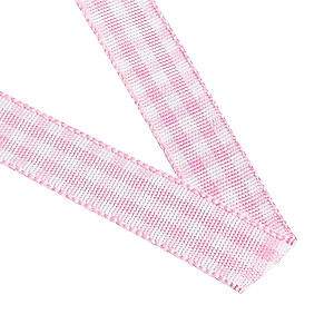 VATIN Pink and White Gingham Ribbon, 3/8 x 25Yd Craft Plaid Ribbon Use for Gift Wrapping,Party Decoration,Hair Accessories Craft and Christmas Gift Wrapping Fall Ribbons Thanksgiving Wrapping Ribbon