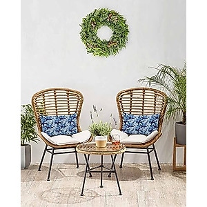 Throw Pillow Covers Set of 2, Lumbar Pillow Case Blue Camouflage Cotton Linen Rectangular Cushion Case Pillowcase for Couch Sofa Living Room Bedroom Decorative, 12 x 20 Inches