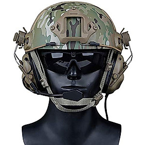 NC Helmet Version Noise Reduction Pickups, Electronic Shooting Noise Safety Earmuffs, Tactical Headsets For Airsoft Activities, Tan, 20x15x10cm