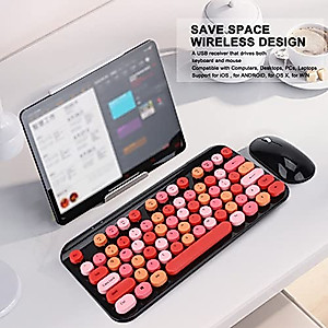 Keyboard Mouse Set, Retro Style Gaming Keyboard Mouse for Computer Red Black