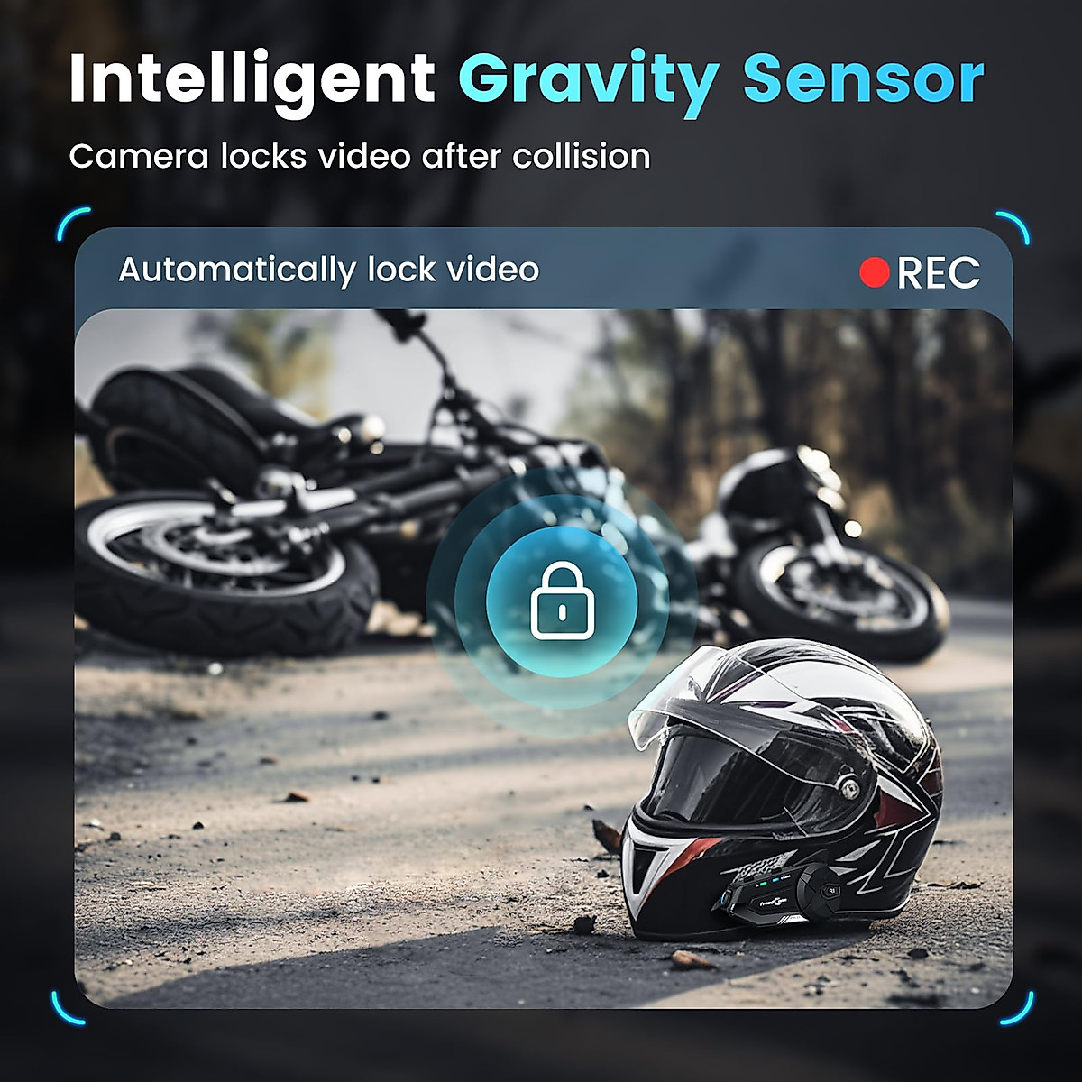 FreedConn R1 PRO Motorcycle Bluetooth Headset with【2K】 Camera [G-Sensor Lock], 2-8 Riders 1500M Helmet Intercom Systems, Motorcycle Helmet Camera - 128GB TF Card, Music Share/Infinite Battery/IP65