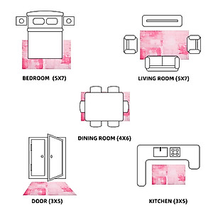 TRUEDAYS Area Rug Washable Pink Rug - 5x7 Rug Modern Abstract Rug for Entryway College Dorm Living Room Bedroom - Soft Low Pile Indoor Carpet with Non-Slip Backing for Home Décor