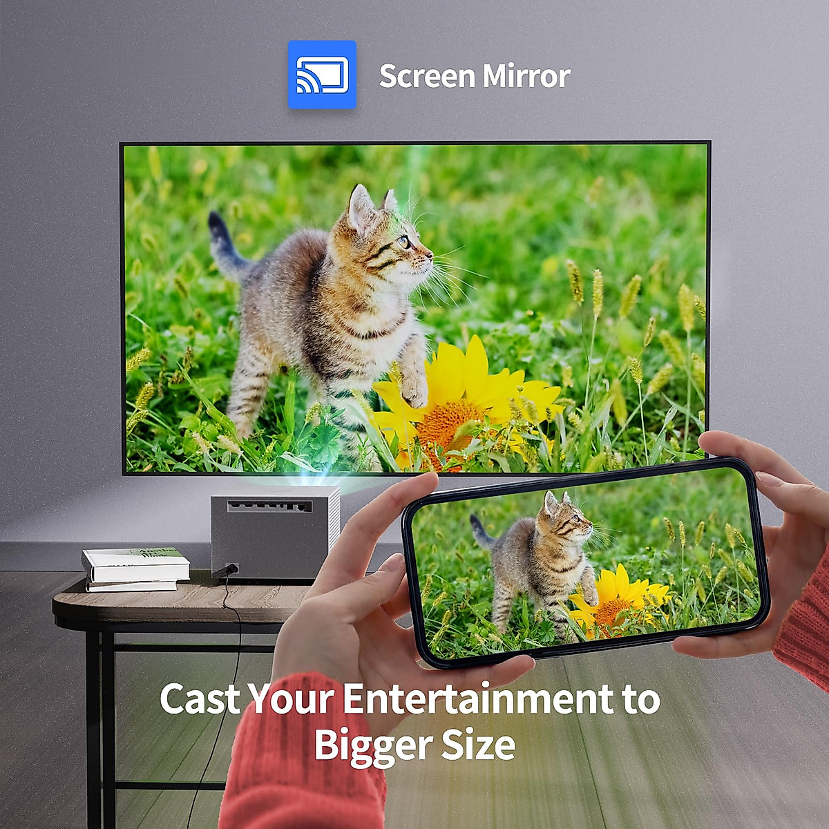 Movie Projector, WEMAX Vogue Pro 1080p Home Theater Projector with WiFi Bluetooth, 1600 ANSI Lumens, Support 4k, Dolby Audio DTS-HD, 200 Inch Image, Auto Object Avoidance, Side Projection