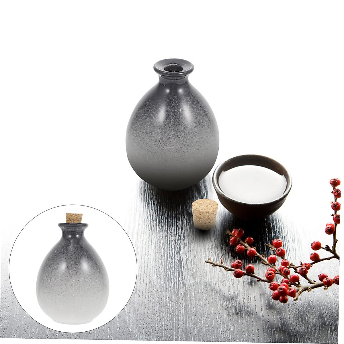 UPKOCH Corked Wine Bottle Wine Jar Soy Sauce Ceramics Cork Sake