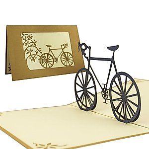 Diese-Klappkarten Bicycles pop up card, bike gift idea for him and for her, birthday greetings for bicycle lovers, holiday voucher for bicycle tour, fathers day card bike,T05 Black