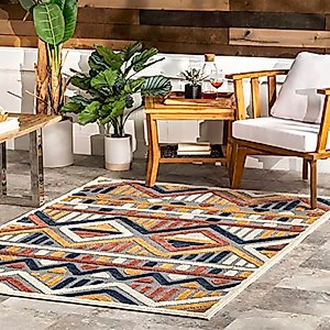 nuLOOM Arlene Colorful Tribal Indoor/Outdoor Area Rug, 5' x 7' 6", Blue