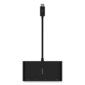 Belkin USB-C Multimedia Adapter, HDMI/Ethernet/USB-A/USB-C/VGA, 4.33", Black