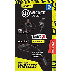 Wicked Audio Shred2 — Wireless Bluetooth Sweat Proof Earbud — Noise Isolating Wireless Earbuds Bluetooth Headphones, Workout and Running Headphones with Microphone and Track Control — Lime Freak