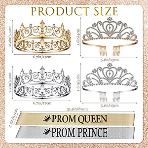 SilTriangle 18 Pcs Prom Costume Headwear Set - Shiny Satin Crowns & Sash for King, Queen, Prince, Princess, and Prom Court - Elegant Accessories for Graduation, Cosplay, Party