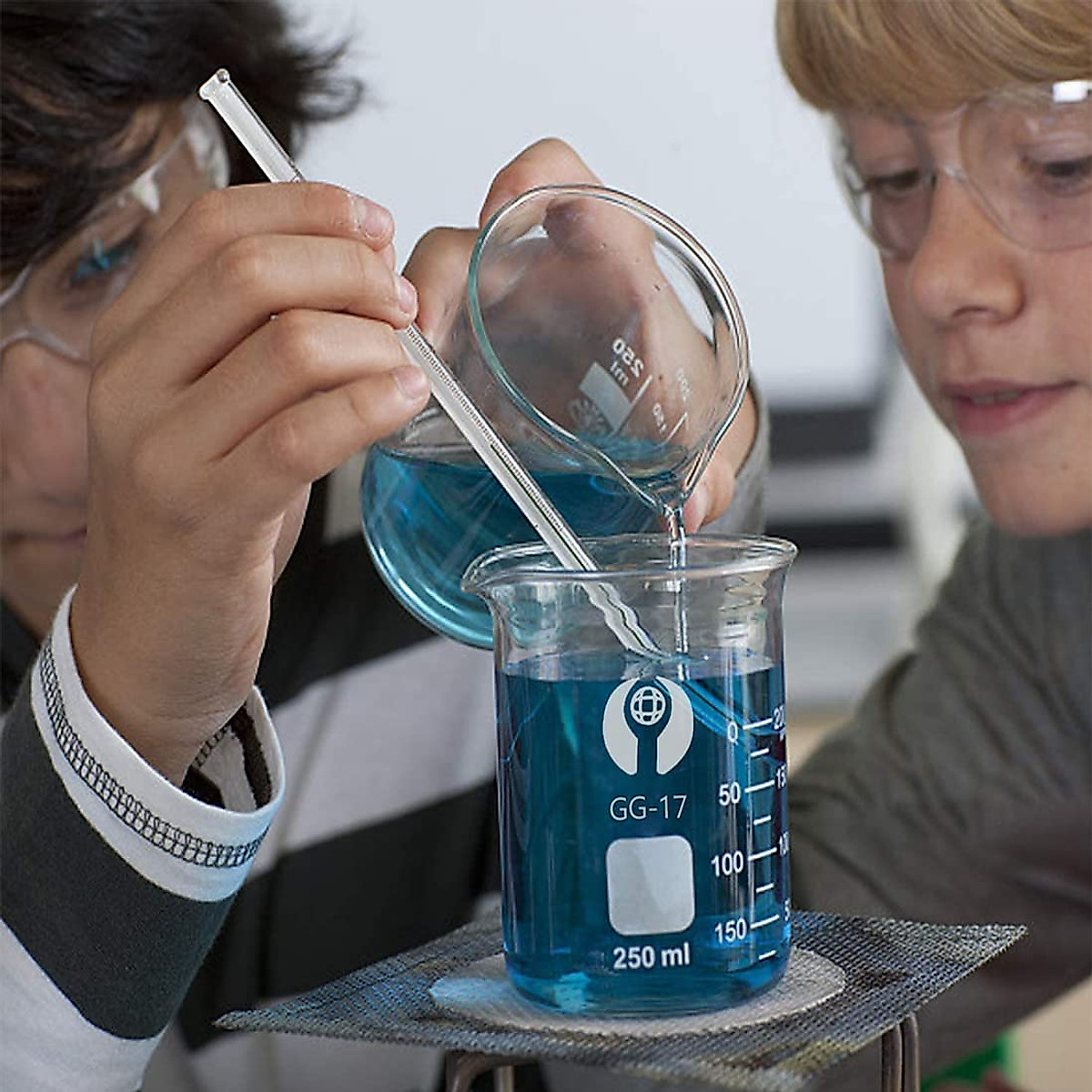 Glass Beakers Set, ZEEROQOLAB 5pcs Measuring Pyrex Beaker 1000ml 500ml 250ml 100ml 50ml with 2pcs Cleaning Brush, 3pcs Droppers and 2pcs Glass Stirring Rods