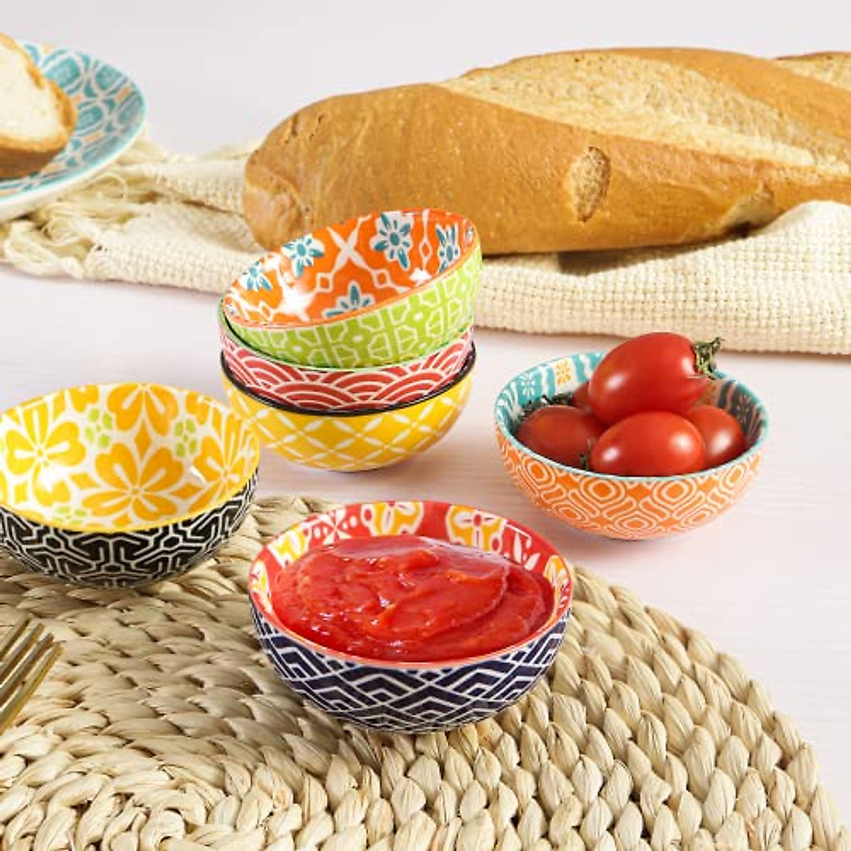 Metahom Ceramic Dipping Bowls, Dipping Sause Dish for Soy Sauce, 3 Inch Mini Bowl Set for Condiments, Sushi, Appetizers, Side Dish, Set of 6