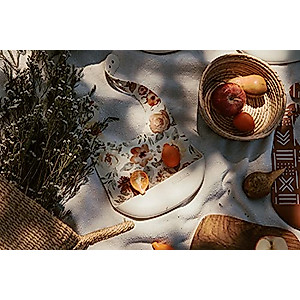 Stadela Baby Silicone Feeding Bib, Waterproof Adjustable, Baby Girl, Floral Bohemian Print with Flowers