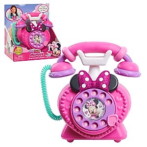 Disney Junior Minnie Mouse Ring Me Rotary Pretend Play Phone with Lights and Sounds, Kids Toys for Ages 3 Up by Just Play