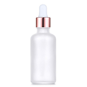 Furnido 12 Pack,1.7 Oz Frosted Glass Dropper Bottle,Empty Essential Oil Dropper Bottle Holder With Glass Eye Dropper,Rose-Golden Caps Perfume Travel Vial Container-Pipette,Stickers,Funnel included