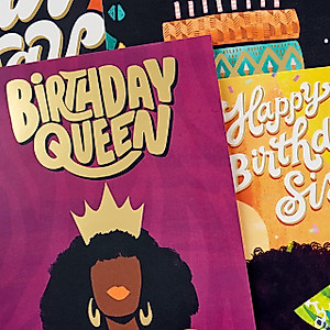 Hallmark Mahogany Birthday Cards Assortment, Birthday Queen (16 Cards with Envelopes)