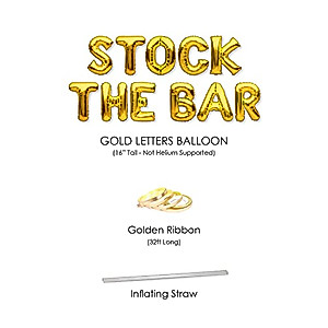 PartyForever STOCK THE BAR Balloons Banner Gold Party Decorations Sign