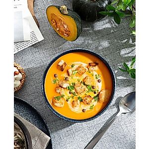 S&Q'S CERAMICS Cereal Bowls - 36 Ounce Ceramic Bowls, Japanese Noodle Bowl Set, Ceramic Bowls for Kitchen, Breakfast, Oatmeal, Microwave and Dishwasher Safe, [Set of 4], Dark Blue