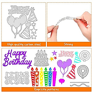 30 Pieces Dies Cut, Metal Happy Birthday Cake Cutting Dies Happy Birthday Balloons Cake Stencils Cutting Dies for Birthday Party Card Making Balloons Party Invitation Card Album Scrapbooks Crafts