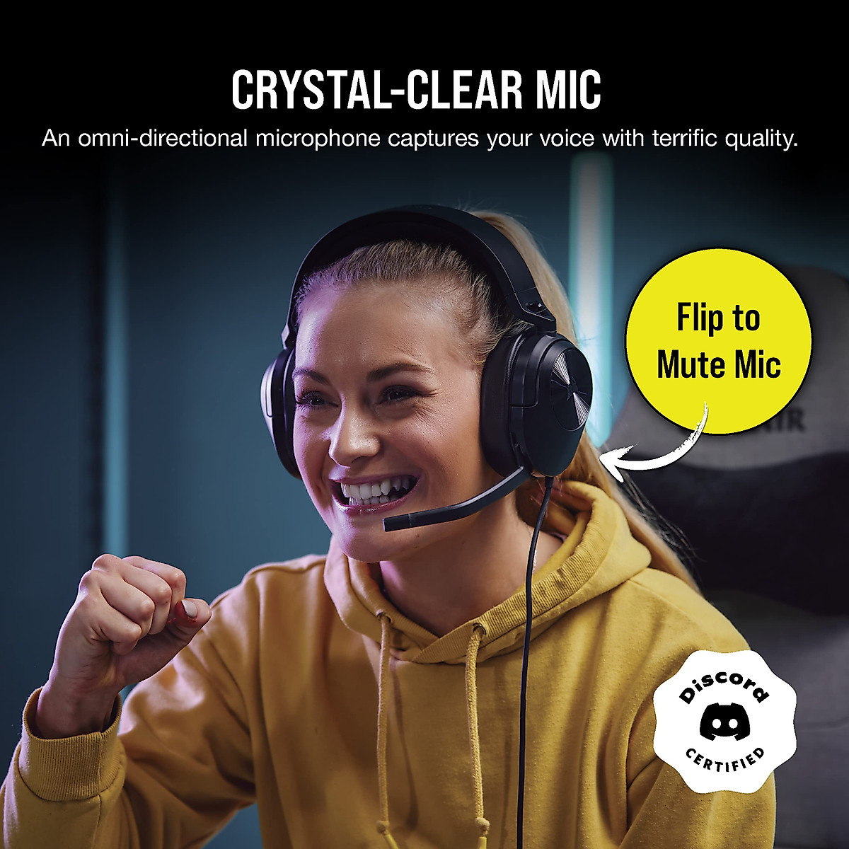 Corsair HS55 Surround Gaming Headset (Leatherette Memory Foam Ear Pads, Dolby Audio 7.1 Surround Sound on PC and Mac, Lightweight, Omni-Directional Microphone, Multi-Platform Compatibility) Carbon