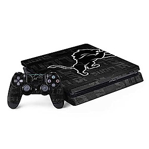 Skinit Decal Gaming Skin Compatible with PS4 Slim Bundle - Officially Licensed NFL Detroit Lions Black & White Design
