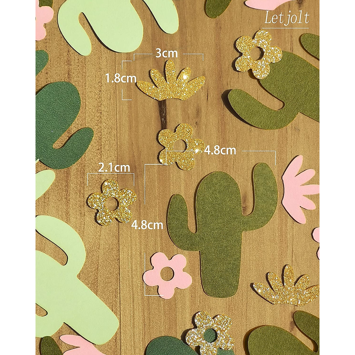 Cactus Paper Confetti Succulent Baby Shower Green Table Decoration Glitter Golden Greenery Scatter Pink Flower Craft Supplies Fiesta Theme Birthday Party Wedding Gift Decor 105 Pcs