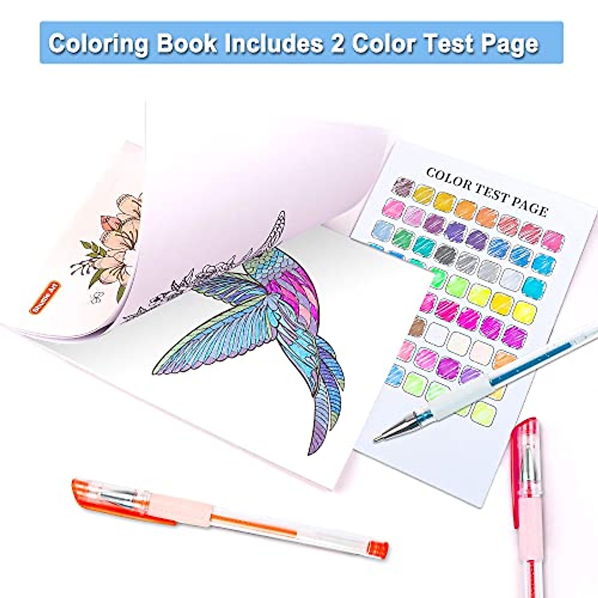Shuttle Art Gel Pens, 130 Colors Gel Pen with 1 Coloring Book in Travel Case for Adults Coloring Books Drawing Crafts Scrapbooking Journaling