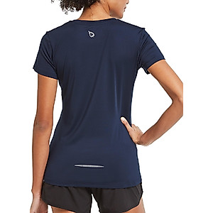 BALEAF Women's Short Sleeve Running Workout Shirts Athletic Tops Lightweight Quick Dry Training Yoga Crewneck Navy L