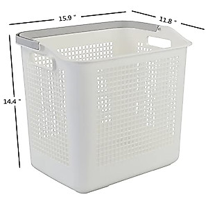 Bringer 35 L Plastic Laundry Baskets with Handle, 4-Pack Dirty Laundry Hamper, White