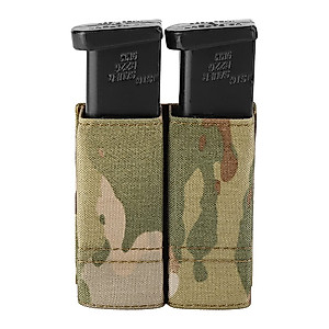 KRYDEX Double Pistol Mag Pouch, Nylon Magazine Pouch 9mm with Quick Release Kydex Magazine Pouch Insert (MC)