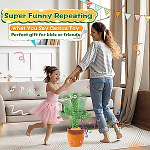 LUKETURE Cactus Baby Toy, Kid Talking Singing Cactus Toy, 120 Songs Recording Dancing Cactus Mimicking Toy That Repeat What You Say, Pre-School Education Toy for Kids Best for Children