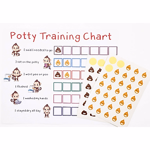 Potty Training Sticker Chart Reward- Monkey Design for Toddler Girls and Boys, Toilet Seat Motivational Weekly Progress Gift with 50 Poop Pee Sticker Sheets for Children