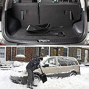 CLISPEED Portable Snow Shovel with D-Grip Handle for Car Truck Camping and Other Outdoor Activities (Black)