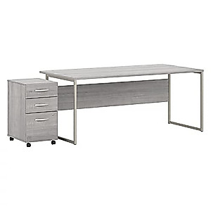Bush Business Furniture Hybrid Computer Table Desk with 3 Drawer Mobile File Cabinet, 72W x 36D, Platinum Gray