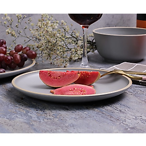 Gufaith Melamine Dinnerware Sets for 4, Plates and Bowls Sets 12 Piece, Melamine Plates, Plate Sets, Dish Set for 4, Unbreakable Dinnerware Set, BPA Free, Suitable Indoors and Outdoors (Light Grey)