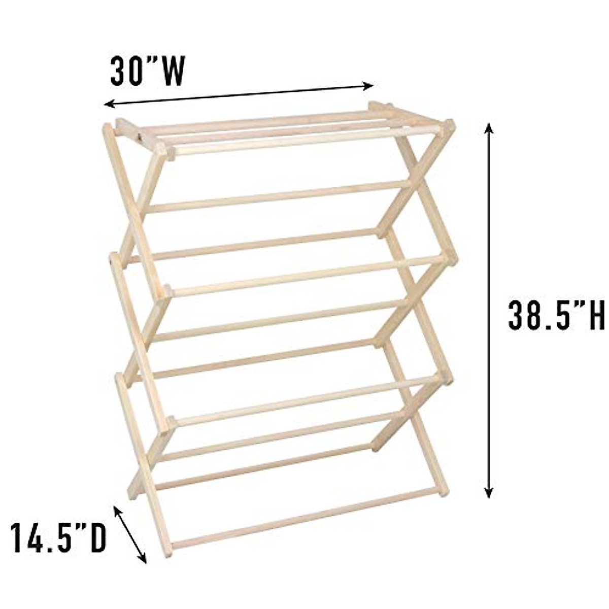 Pennsylvania Woodworks Premium American Maple Clothes Drying Rack - Handcrafted in Pennsylvania - Solid Wood Construction, Collapsible, Eco-Friendly Laundry Solution (Medium)