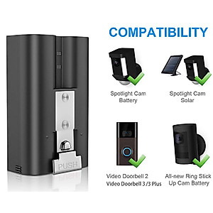 Charging Station and 1 Packs Rechargeable 3.65V Lithium-Ion Battery Battery That is Compatible with Ring, for Video Doorbell 2/3 and Spotlight Cam Battery 6400mAh （ 2023 Stronger Compatibility）