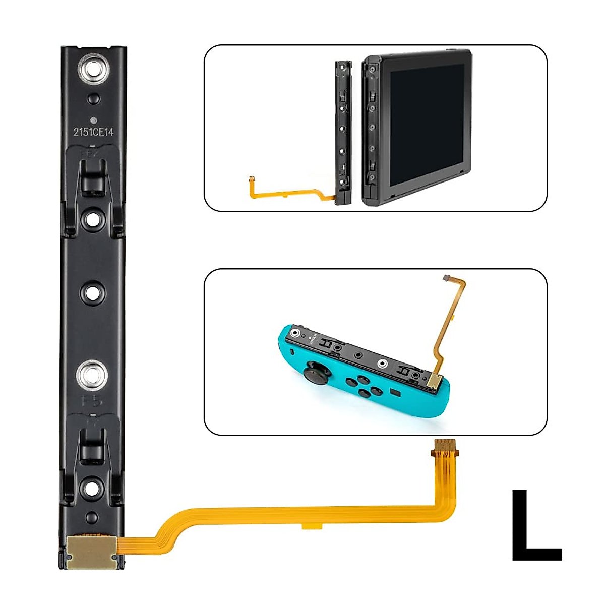 RGEEK 2022 Update Original Part Replacement Right and Left Slide Rail with Ribbon Flex Cable Replacement Part for Nintendo Switch Joycon Accessories Parts