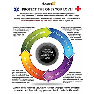 Dynotag® Web Enabled Smart Medical ID/Emergency Information Round Steel Tag - 30 mm. Includes Lobster Clasp, with DynoIQ™ & Lifetime Service.