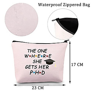 MBMSO Phd Graduation Gifts Makeup Bag the one Where She Gets Her Gifts for Phd Students Phd Gifts for Women Doctorate Degree Gifts Cosmetics Bag Travel Pouch (PHD bag pink)