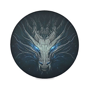 Kigai Round Placemats for Dining Table Set of 4, Grey Dragon Non-Slip Washable Table Mats Kitchen Heat Resistant Place Mats for Outdoor Indoor Table Decoration