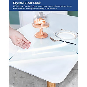 16X48 Inch Clear PVC Table Cover 1.5mm Thick Crystal Table Topper Protector Rectangular Vinyl Plastic Desk Pad Transparent Tablecloth for Side End Table Night Stand Dresser