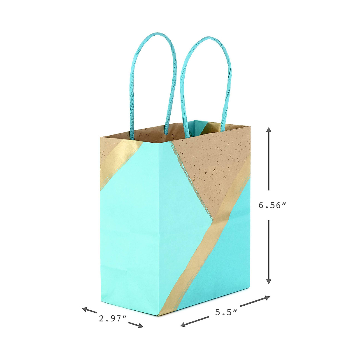 Hallmark 6" Small Paper Gift Bags (Pack of 8 - Kraft, Turquoise & Mint) for Christmas, Birthdays, Weddings, Mother's Day, Baby Showers, Bridal Showers, Care Packages, Any Occasion