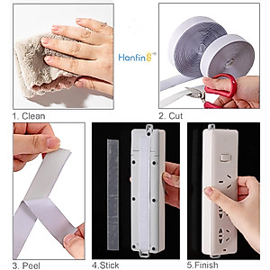 HANFINEE 3/4 Inch x 5 Yards Hook and Loop Tape with Adhesive, Strong Adhesive Nylon Fabric Fastener Roll for Home Office School Organization, Crafting, Home Improvement Decorating - White