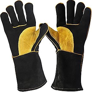 HDAGT Leather Forge Welders Glove Fireproof and Heat Resistant, for Welding/Oven/Grill/BBQ/Mig/Fireplace/Stove/Pot Holder/Tig Welder/Fire Pits, and Wood Stoves - 14IN -